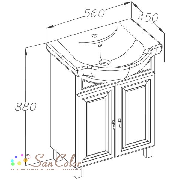 Тумба с раковиной Opadiris Атрия 55 слоновая кость (артикул SC-120575) — цена, купить сантехнику ...