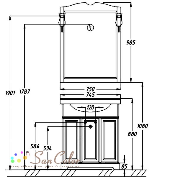 Комплект мебели Opadiris Кама 75 слоновая кость (артикул SC-120615) — цена, купить сантехнику в ...
