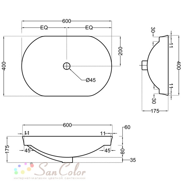 Раковина встраиваемая Jaquar Solo SLS-WHT-6601 (артикул SC-129436 ...