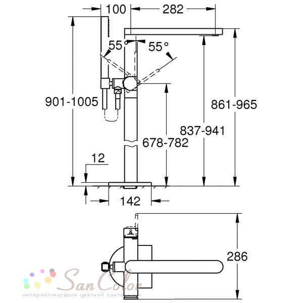 Смеситель для ванны напольный Grohe Plus 23846003 (артикул SC-135469 ...