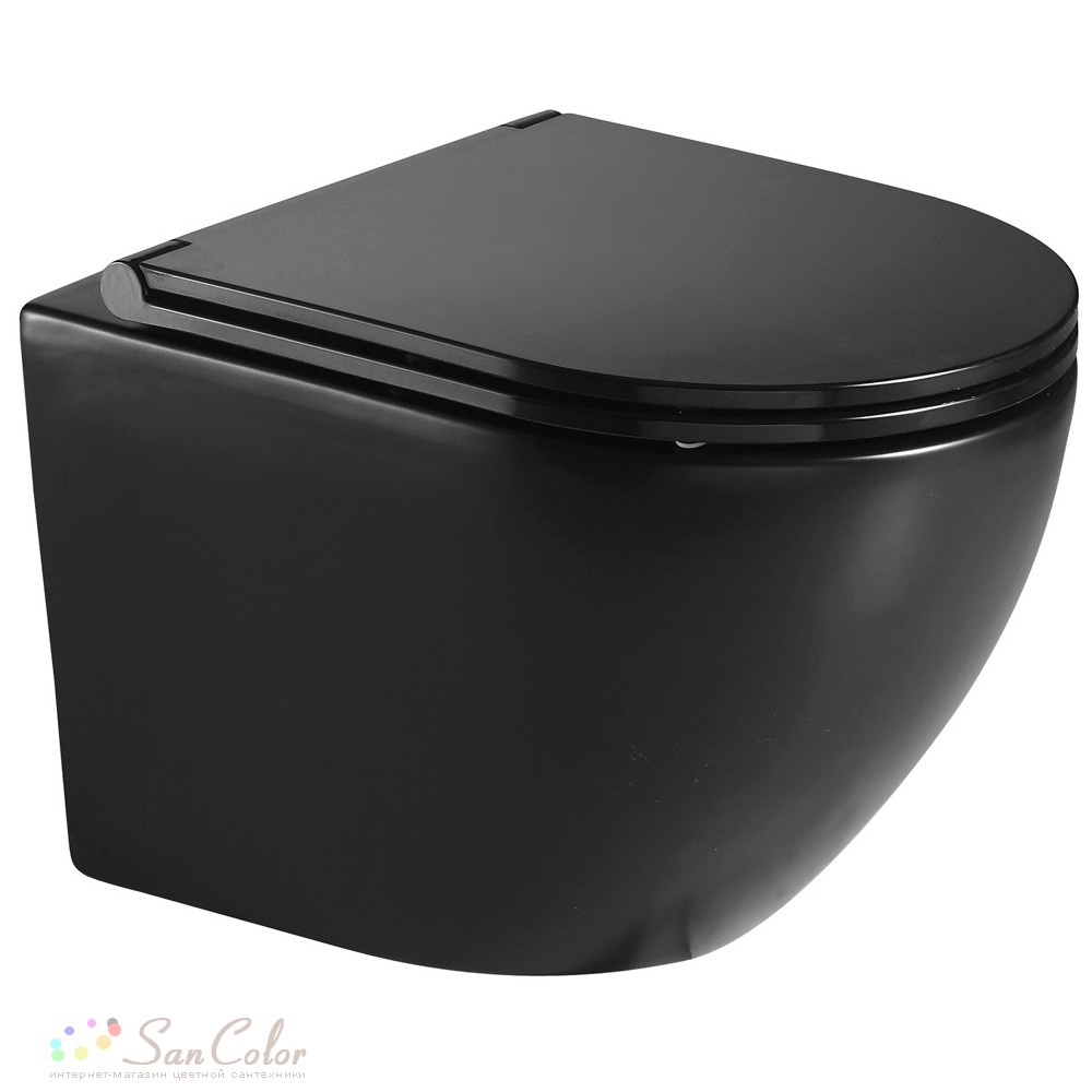 Унитаз подвесной безободковый Fubini FB001 чёрный матовый (артикул SC ...