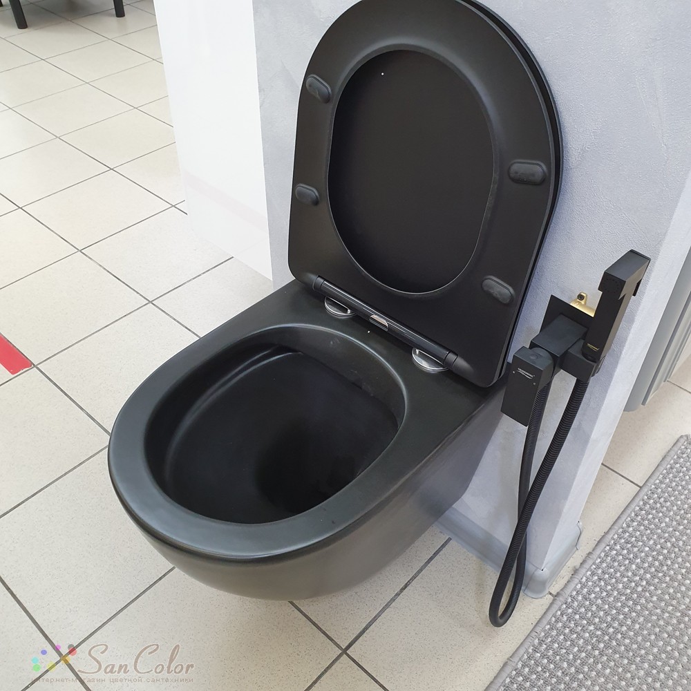Унитаз подвесной безободковый Fubini FB001 чёрный матовый (артикул SC ...