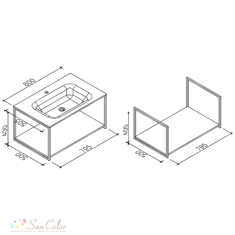 Тумба с раковиной AltroBagno Prato 800 (артикул SC-163635) — цена ...